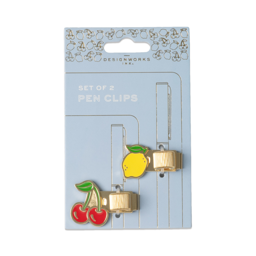 Lemon & Cherry Pen Clip Set – Enamel Journal Clips for Pens & Pencils ...